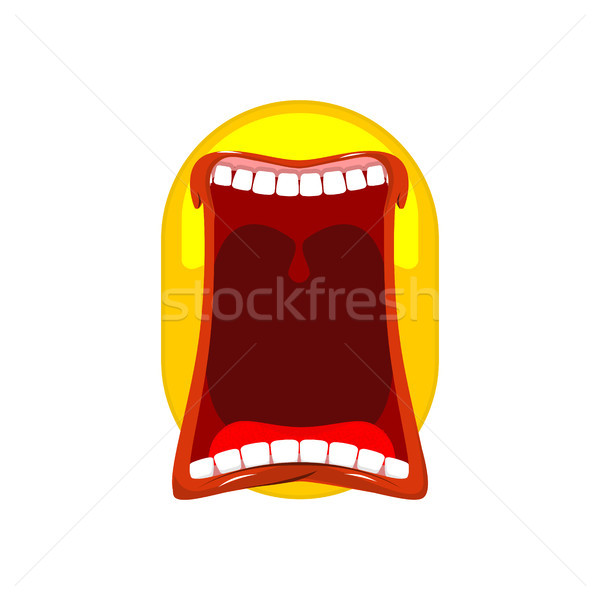 Crazy Smiley Stock Images Emoticon Screams. Open Mouth And Teeth.
