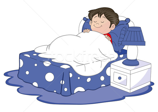 guy sleeping in bed clipart