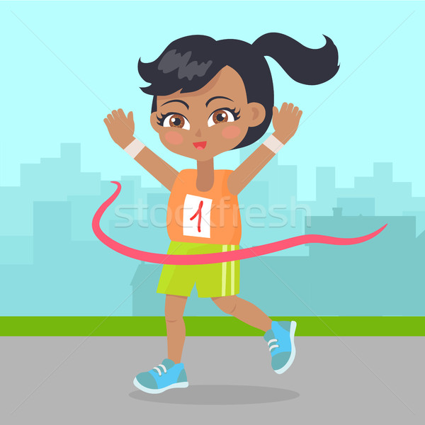 Win Race Clipart Cartoon Woman Winning Race Before Man Stock Vector